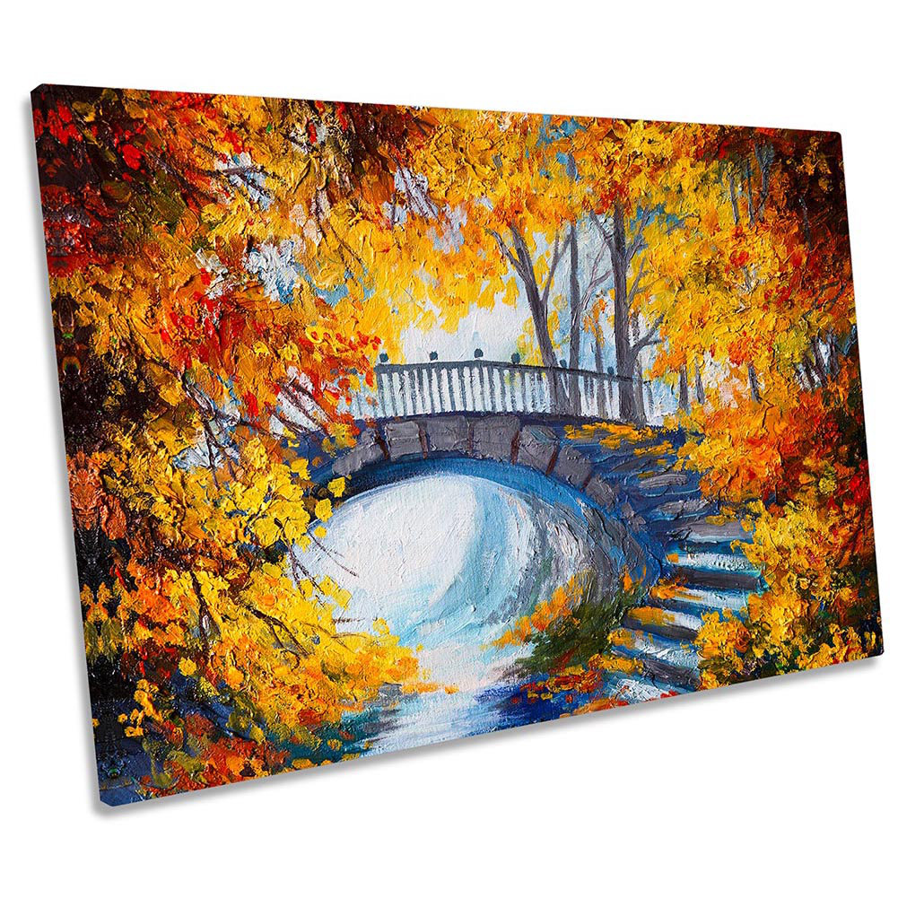Marlow Home Co. Orange Bridge Autumn Landscape Framed - Wrapped Canvas ...