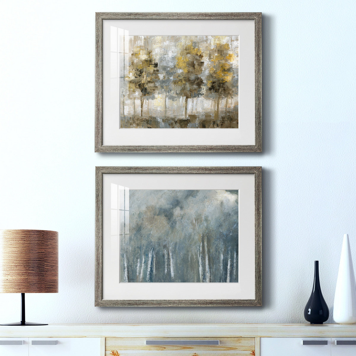 Loon Peak Linen Trees- Premium Framed Print - Ready To Hang | Wayfair