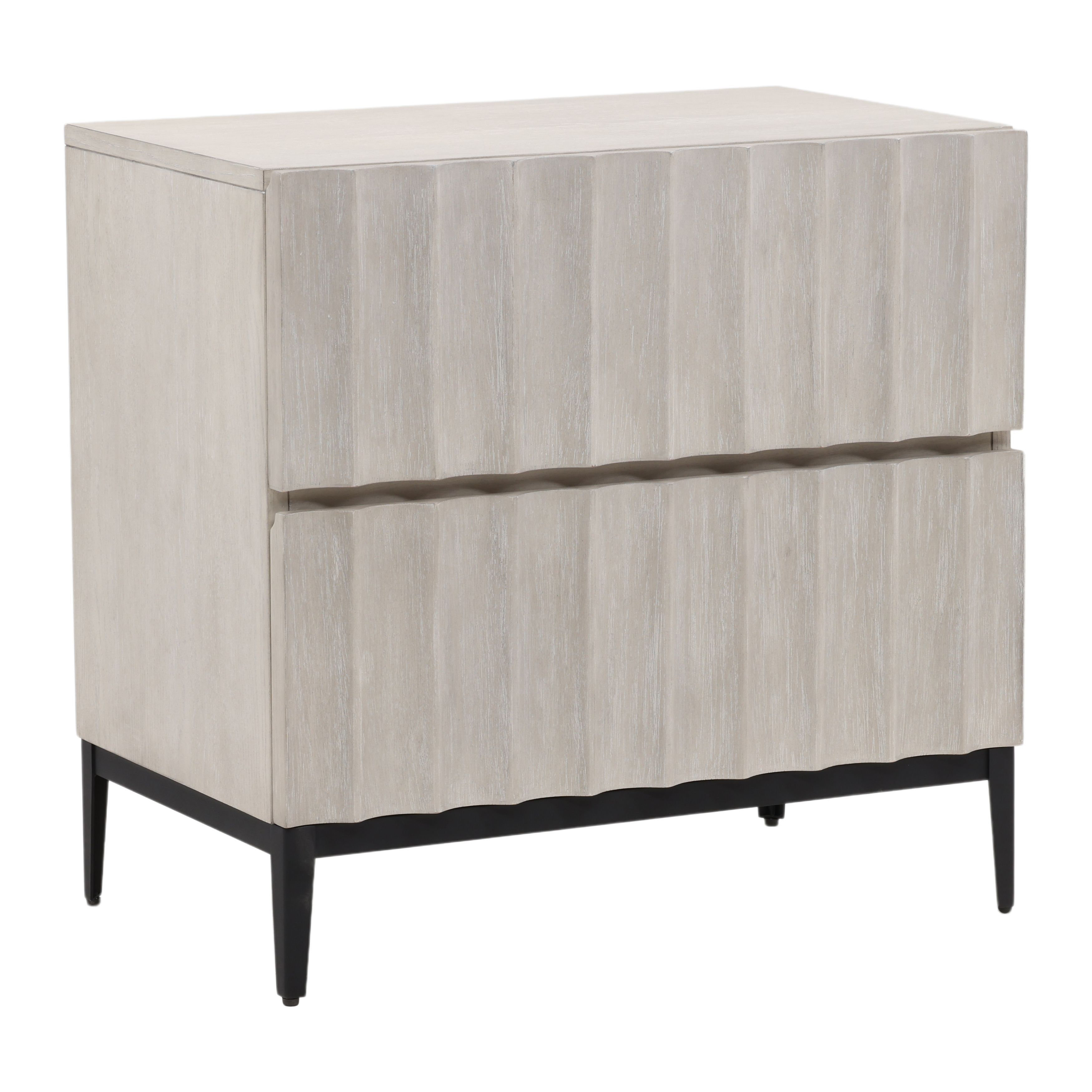 Hokku Designs Natie 2-Drawer Rubberwood Nightstand, Light Grey ...