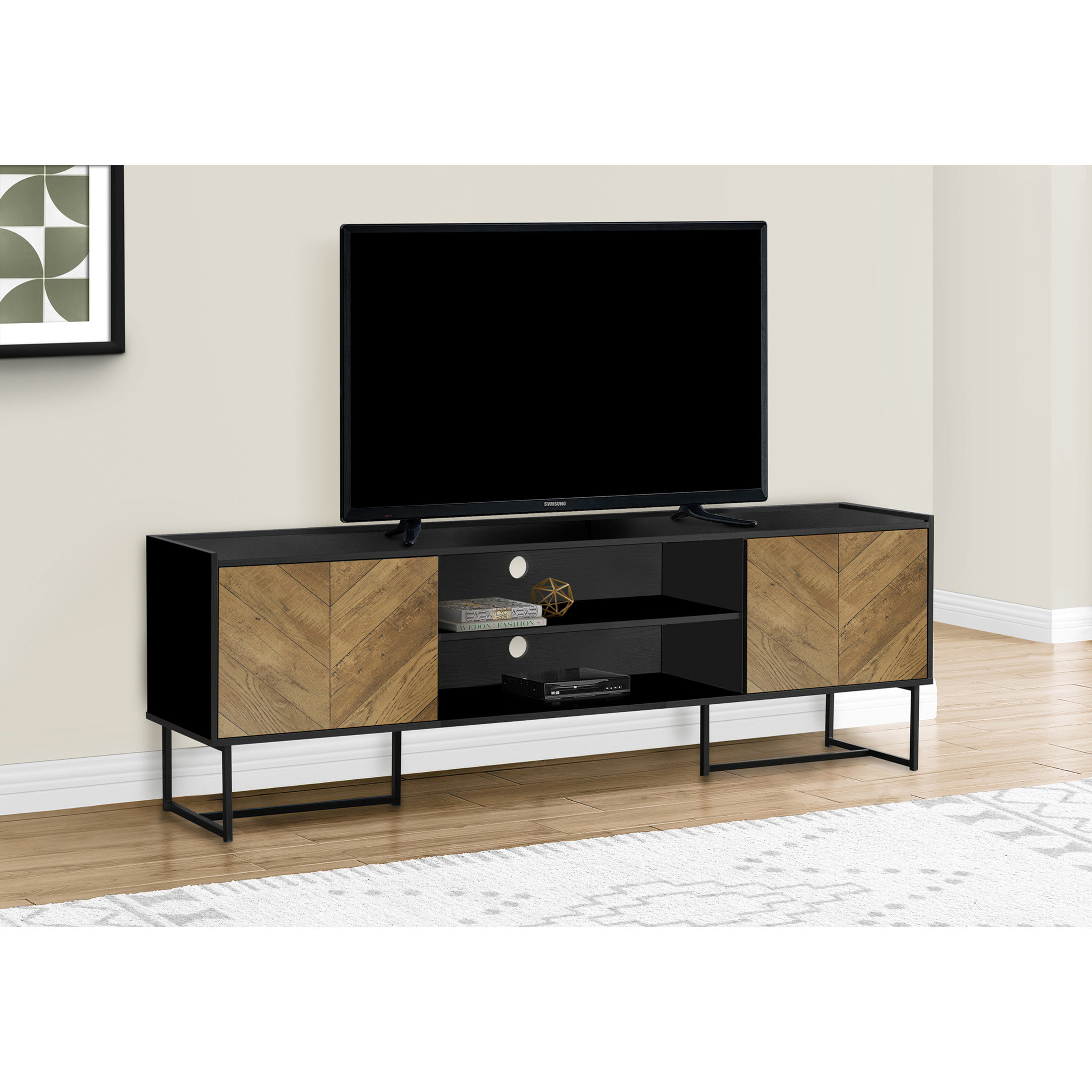 Taroo Clocks Tv Stand, 72 Inch, Console, Media Entertainment Center ...