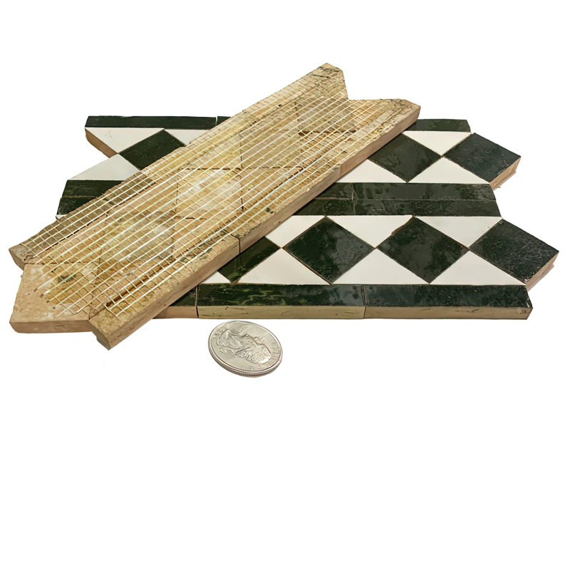 Moroccan Mosaic Tile House Dama 3.75" x 12" Clay Linear Mosaic Wall ...