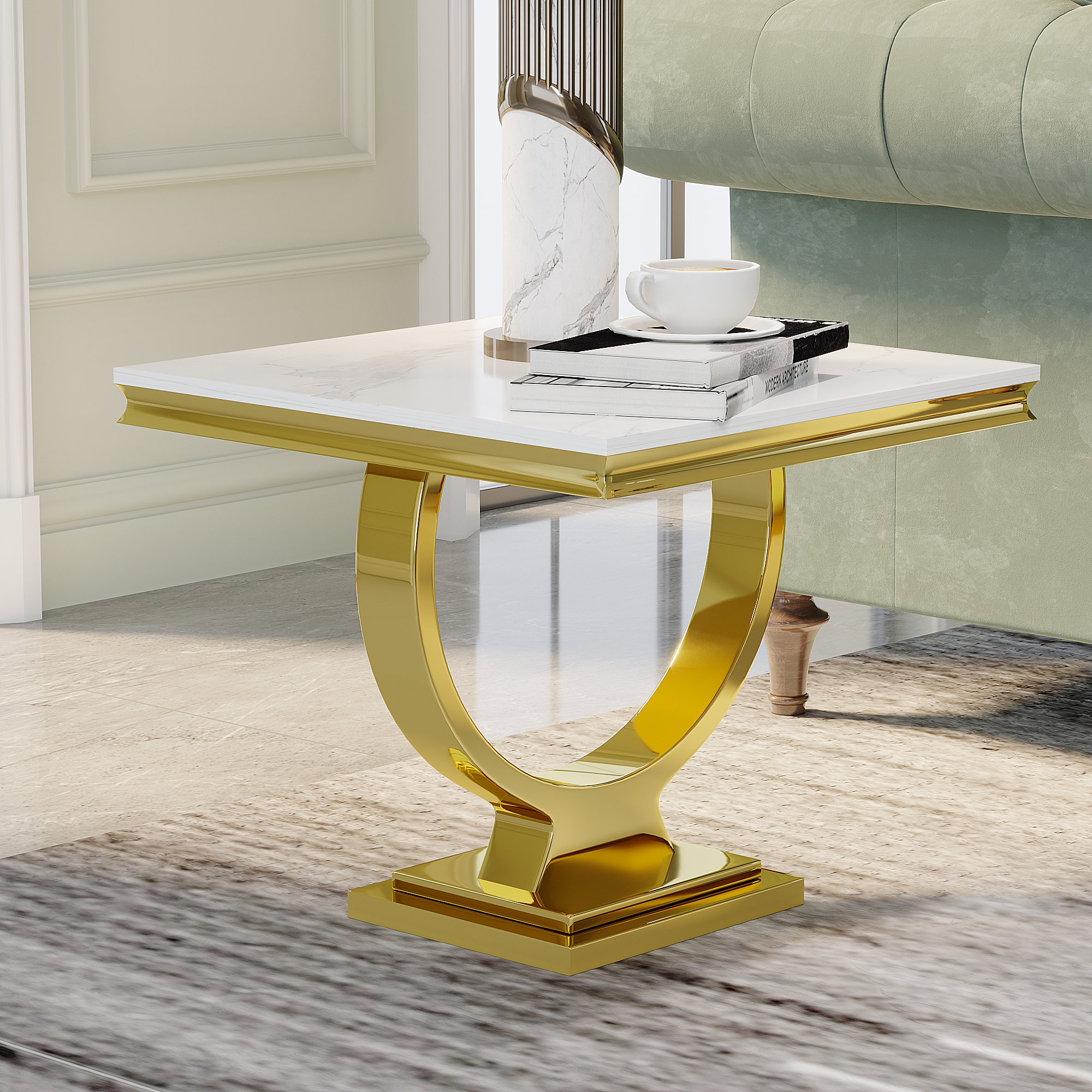Mercer41 Liebal Marble Top Square End Table - Wayfair Canada