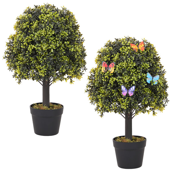 Primrue 24"T Topiaries Ball Trees Artificial Bushes Potted Tree ...
