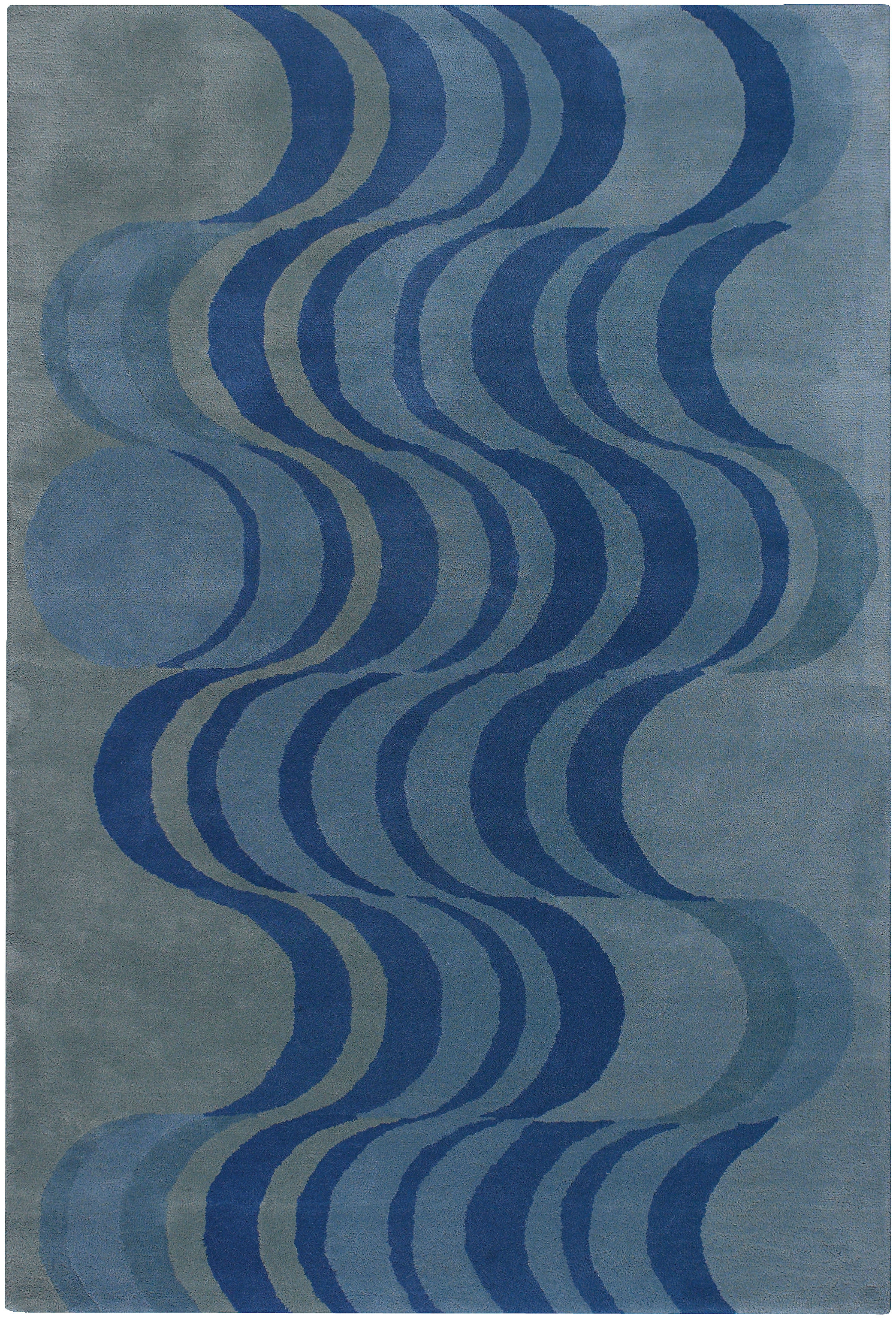 Chandra Rugs Lepley Abstract Handmade Tufted Wool Blue Area Rug ...