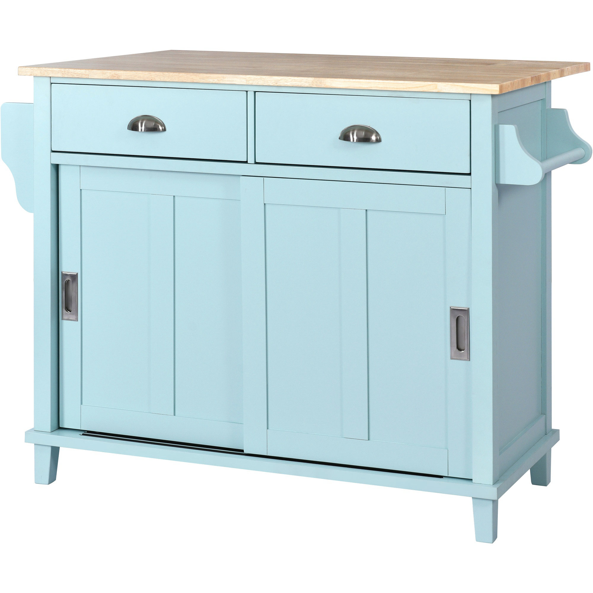 Winston Porter Kitchen Cart With Rubber Wood Drop-Leaf Countertop ...