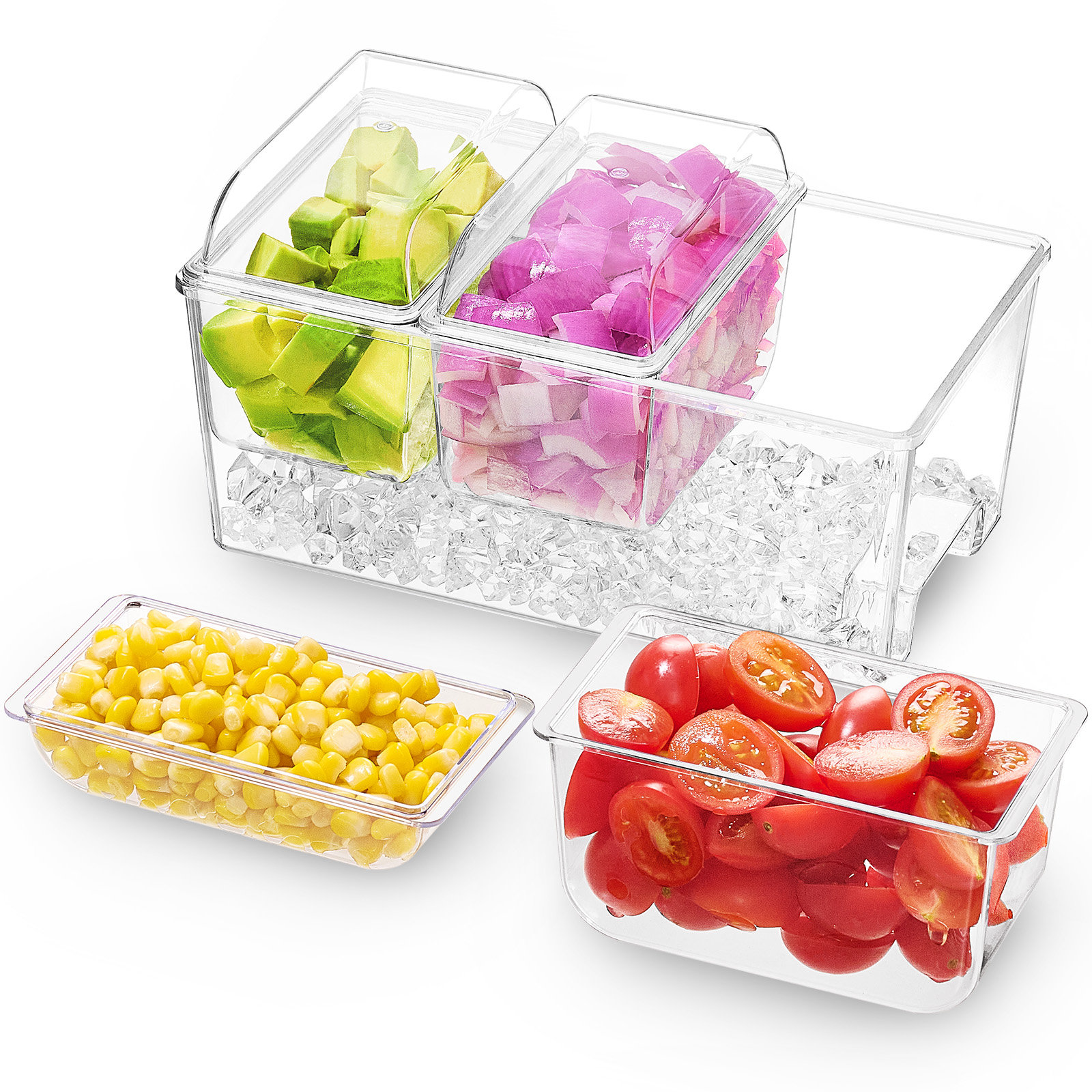 Ebern Designs Ice Chilled Condiment Caddy With 3 Containers(2.5 Cup ...
