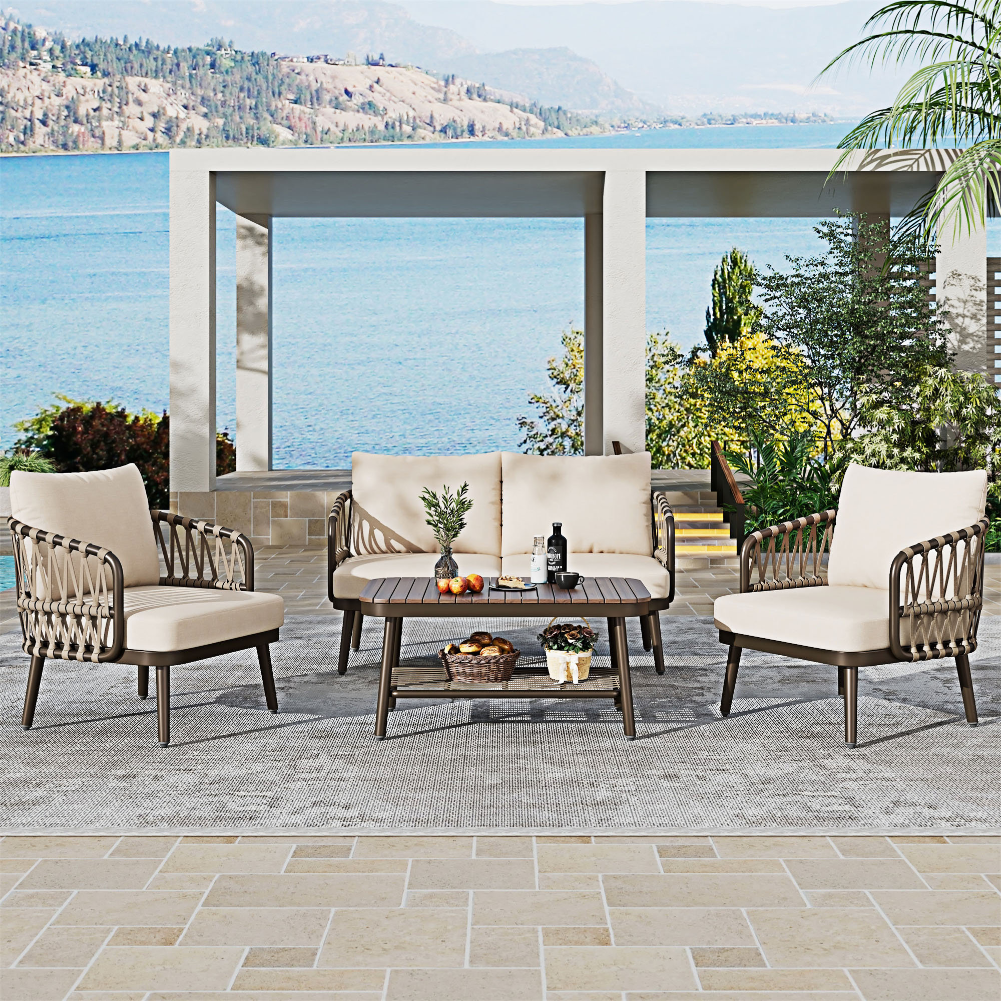 Latitude Run® 4-Pieces Outdoor Patio Conversation Set | Wayfair