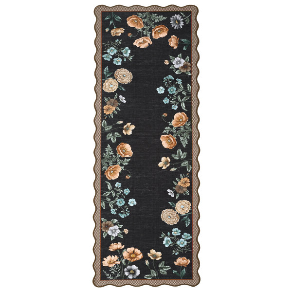 Ophelia & Co. Farmhouse Floral Machine Washable Rug with Non Slip TPR ...
