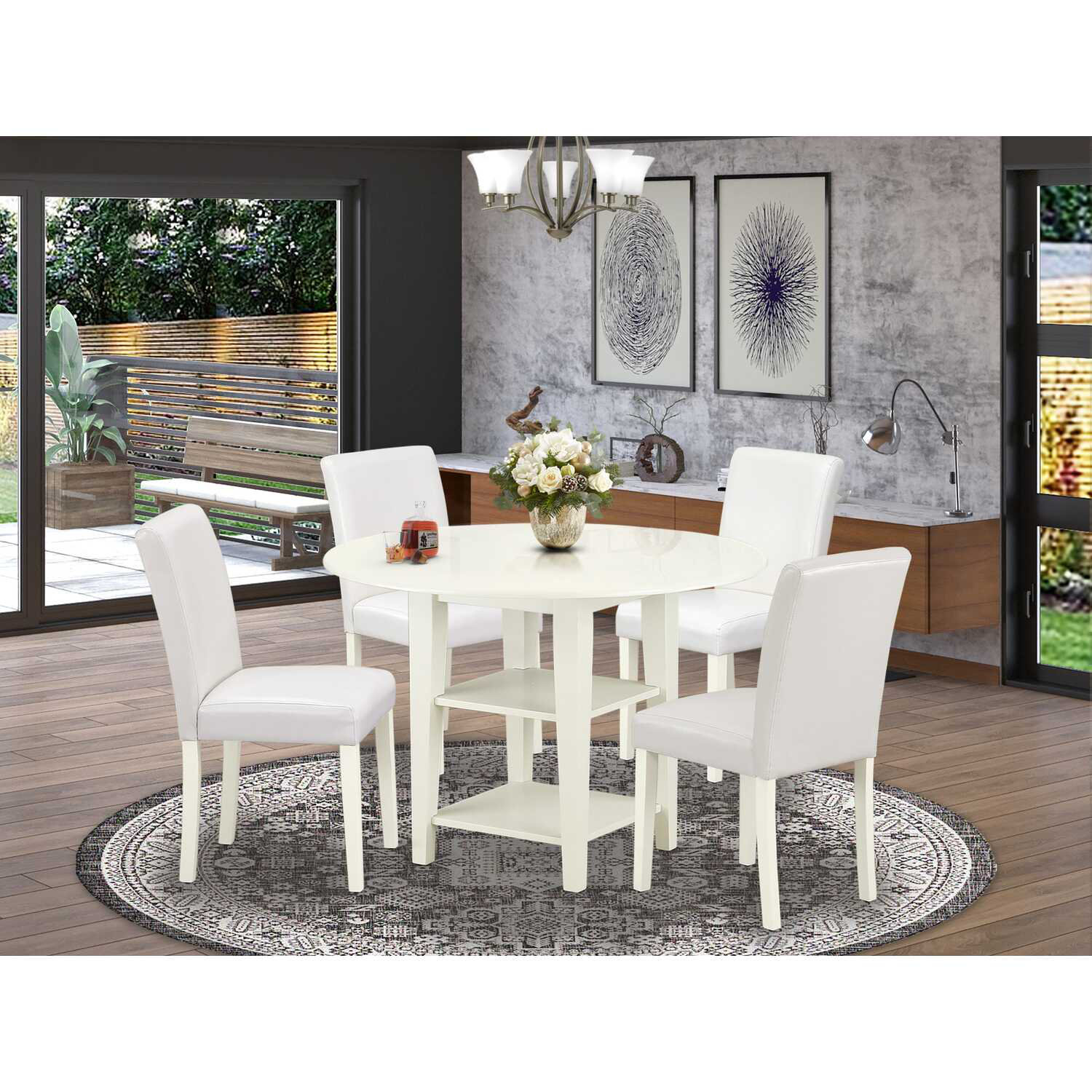 Latitude Run® Solid Wood Top-Round Dining Room Set with Dropleaf | Wayfair