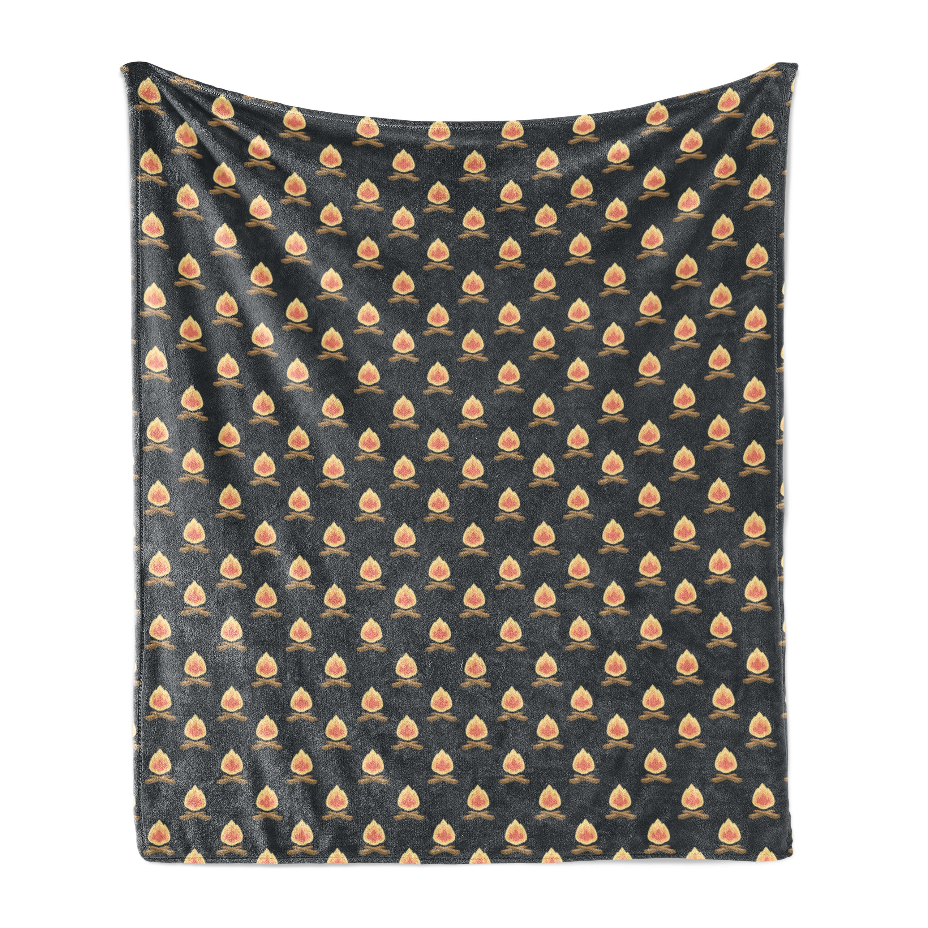 Ambesonne Happy Camper Fleece Throw Blanket Adventure Time Bonfire ...