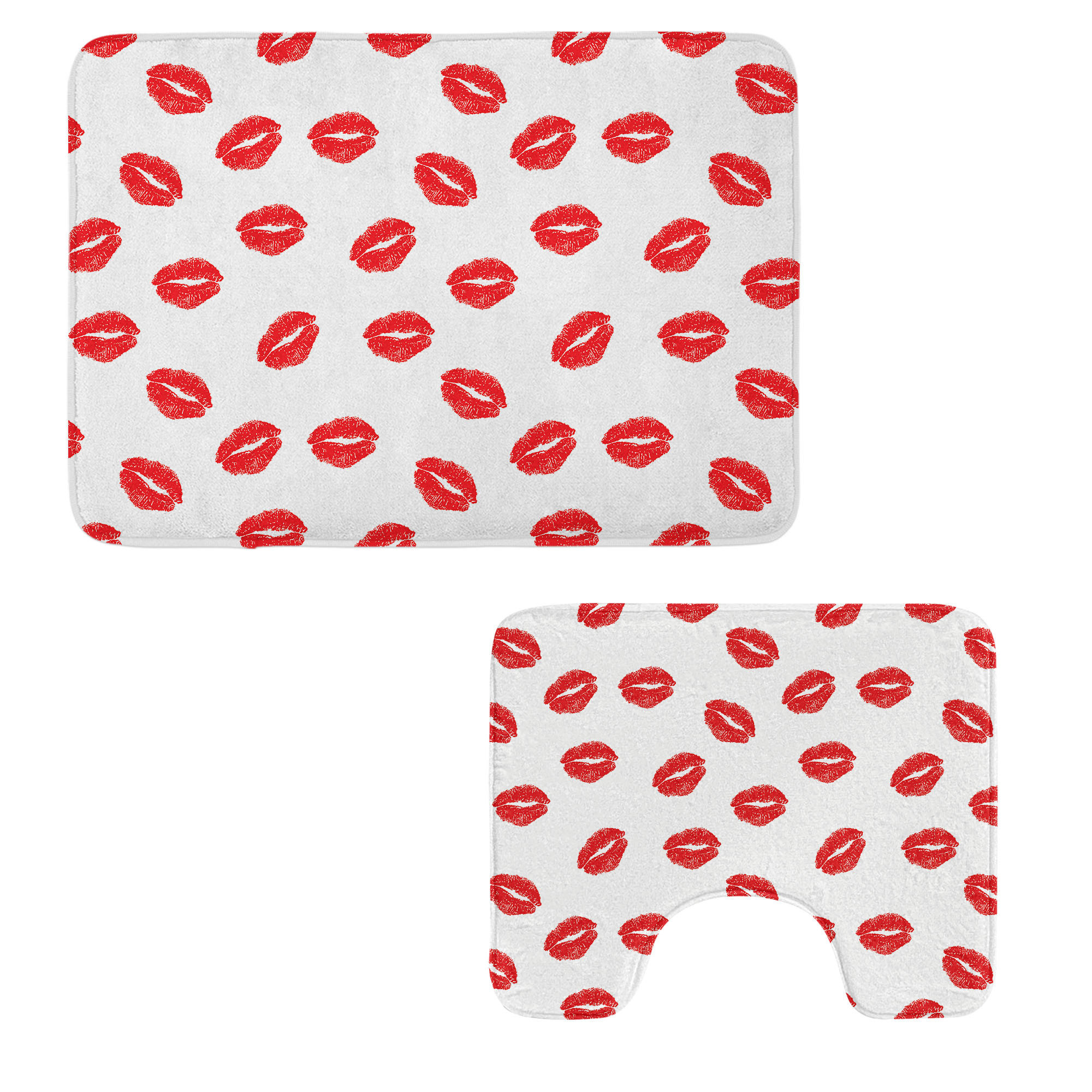 Ebern Designs Lips Bathroom Rug Set 2 Pieces Rectangle & Contour Mats ...