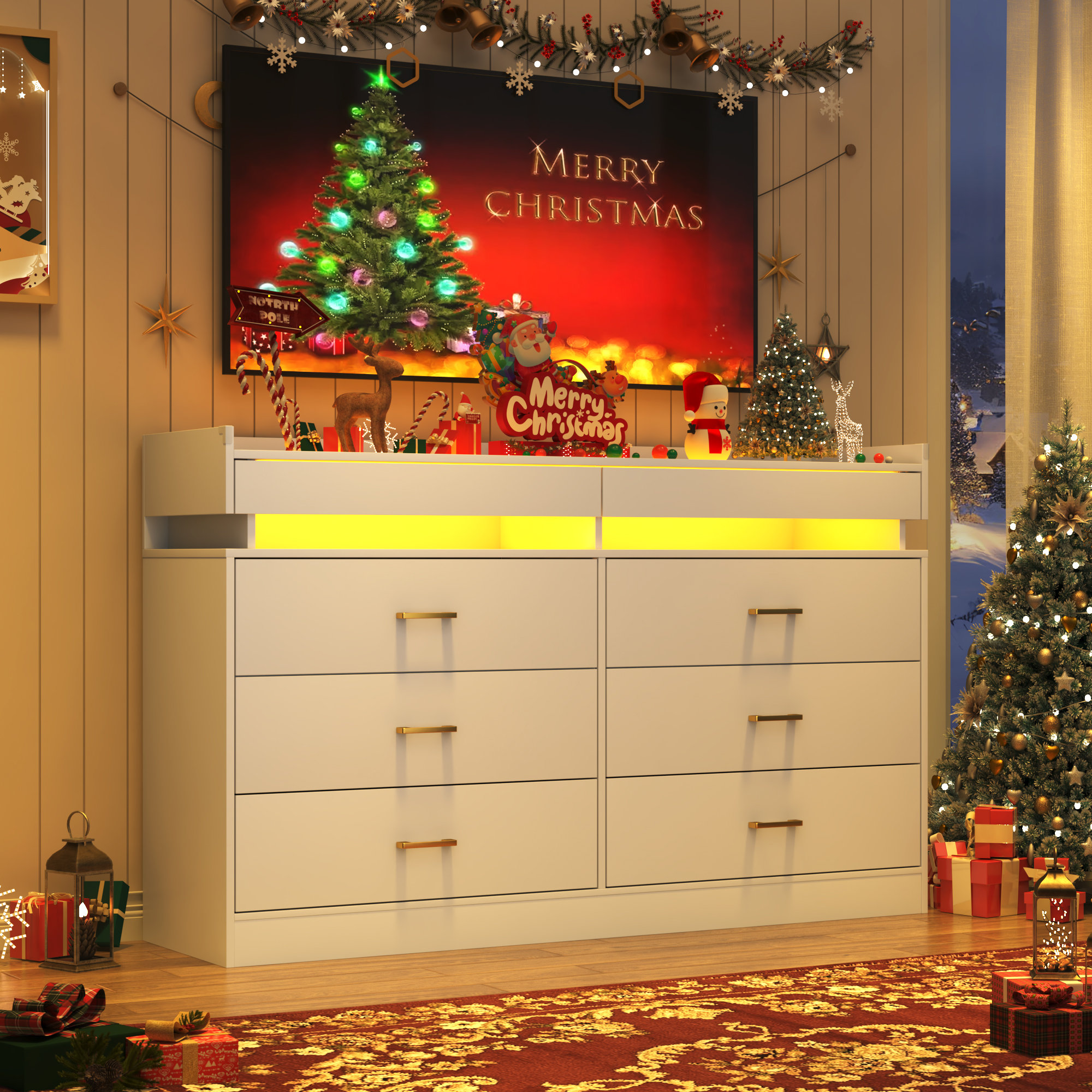 Wrought Studio™ Kaylup 8 Drawer 59.05" Dresser With 2 Additional ...