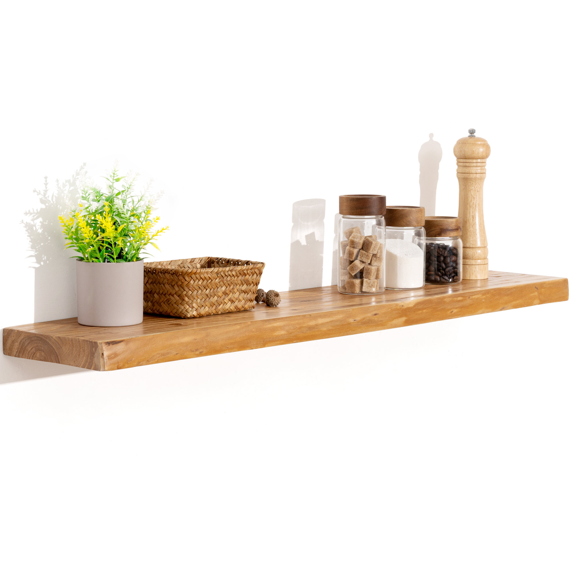 Ebern Designs Carsin Irregular Reclaimed Elm Floating Wall Shelf ...