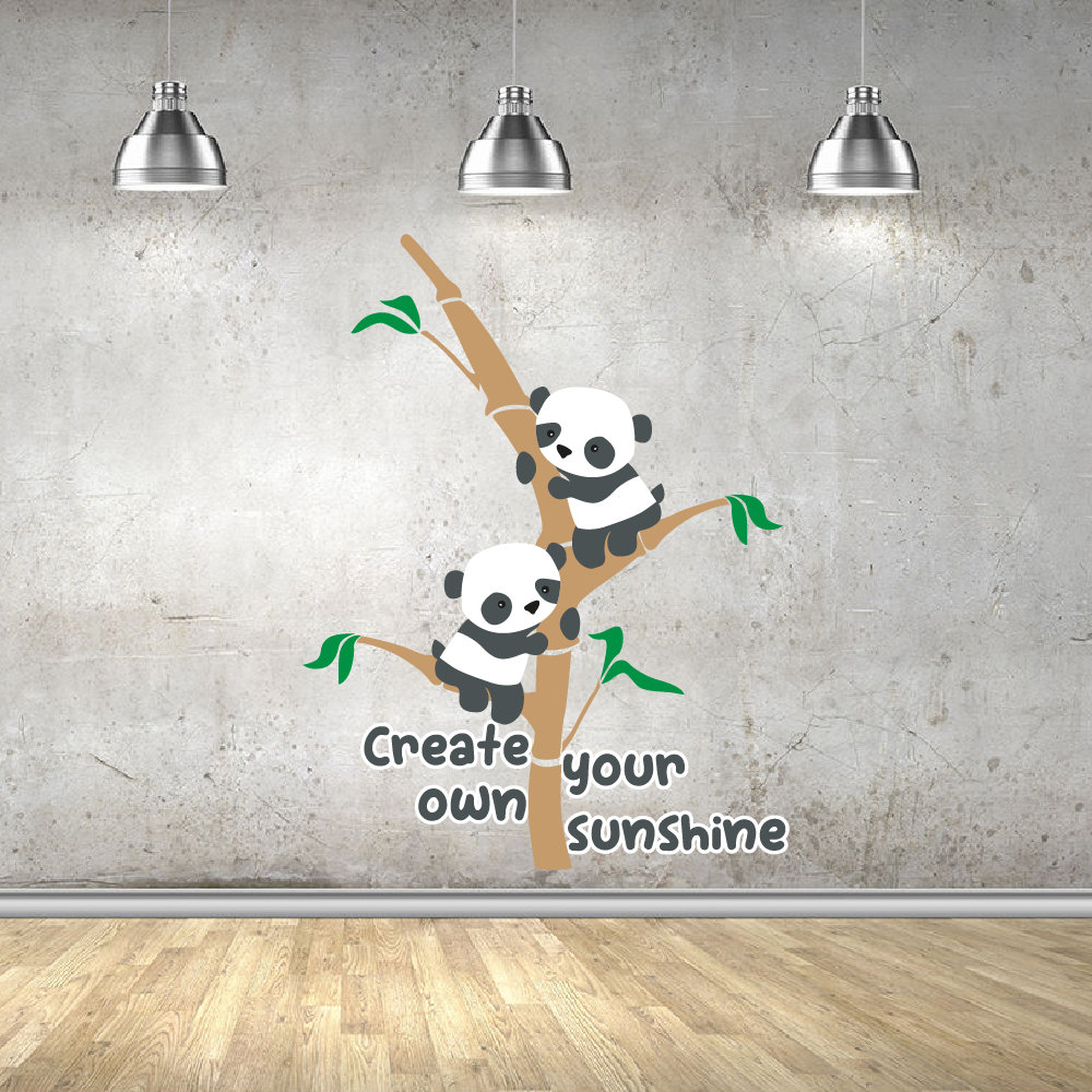 Trinx Adorable Little Panda Bears Bamboo Tree Art 20" X 26 ...
