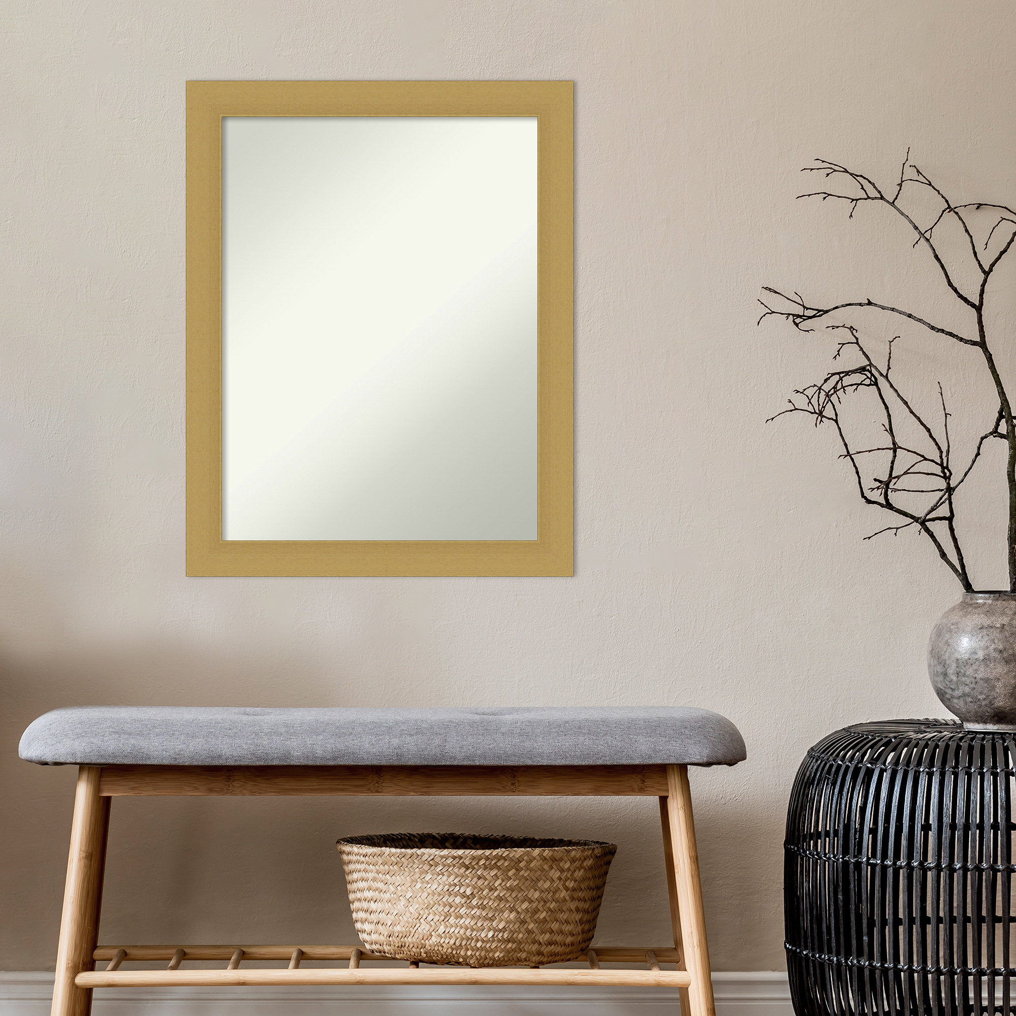 Mercer41 Grace Brushed Gold Non-Beveled Wall Mirror | Wayfair