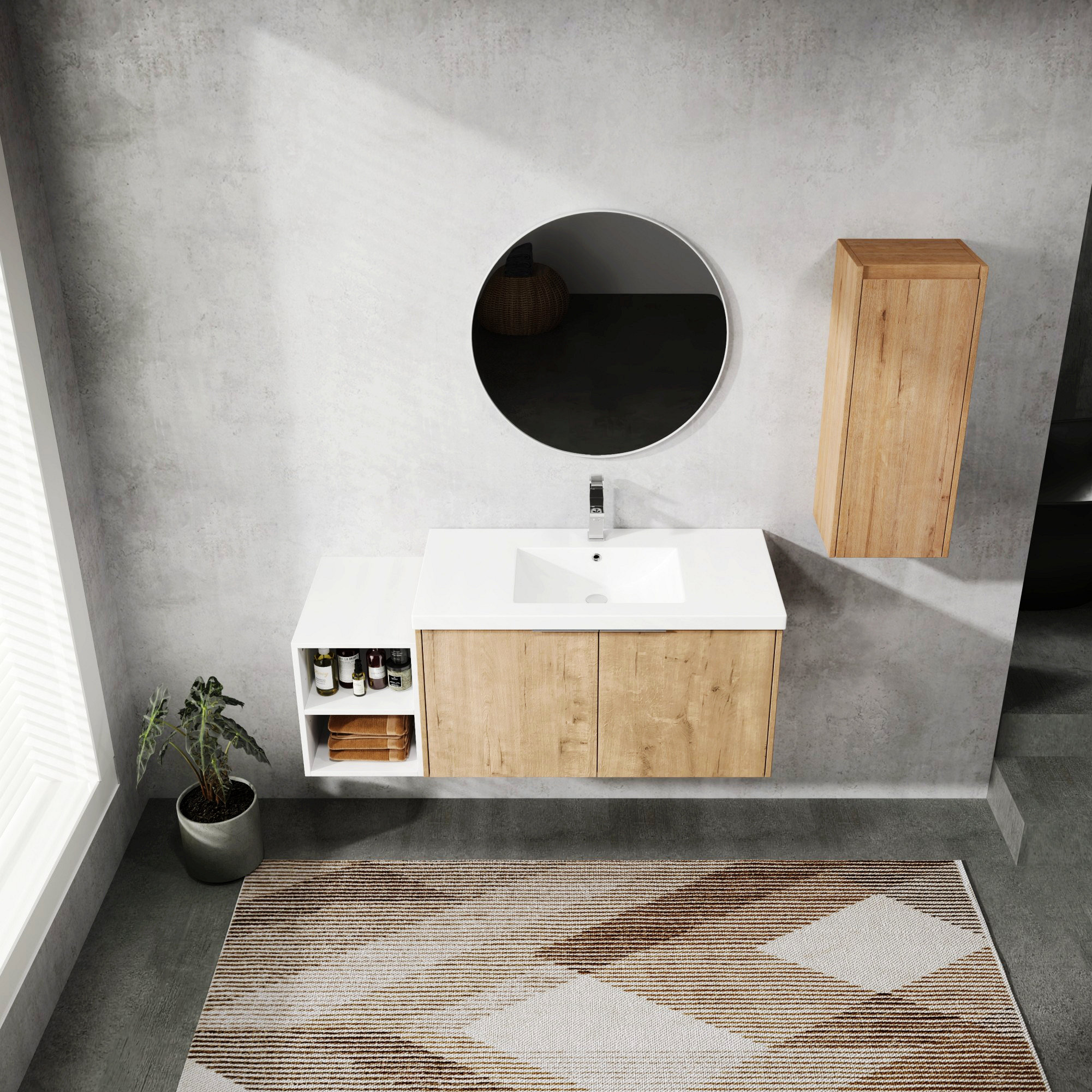 Hokku Designs Contemporary Wall-Mounted Bathroom Vanity, Bathroom ...