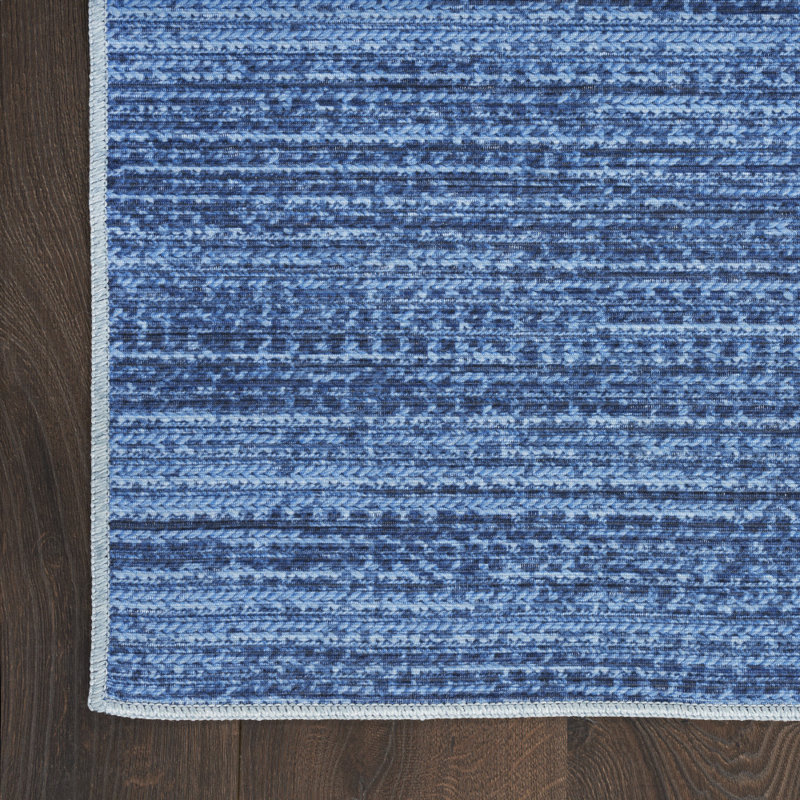 Highland Dunes Daline Abstract Machine Washable Cotton Area Rug in Blue ...