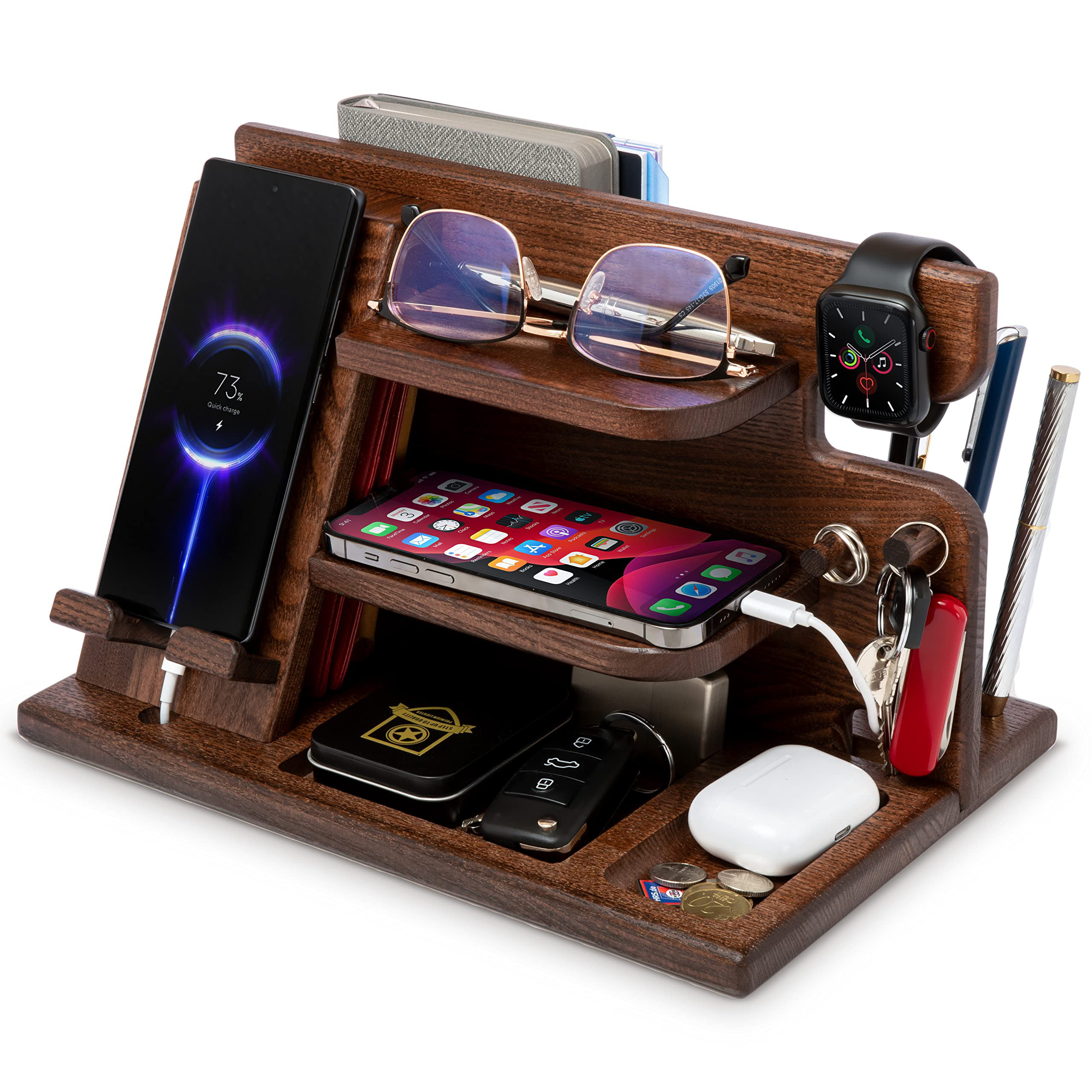 Ebern Designs Wood Phone Docking Station - Desktop Or Nightstand ...