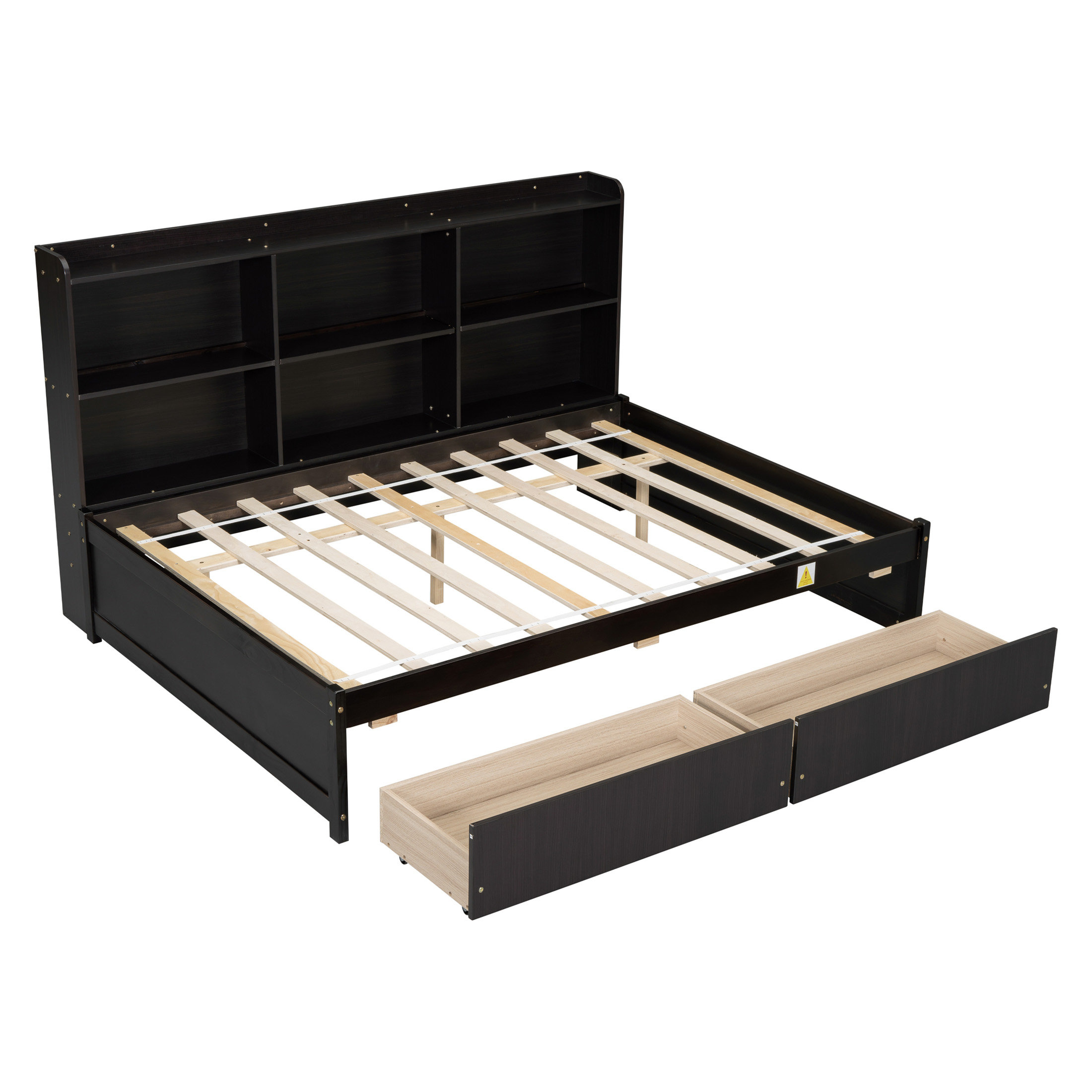 Latitude Run® Bed with Side Bookcase, Drawers | Wayfair