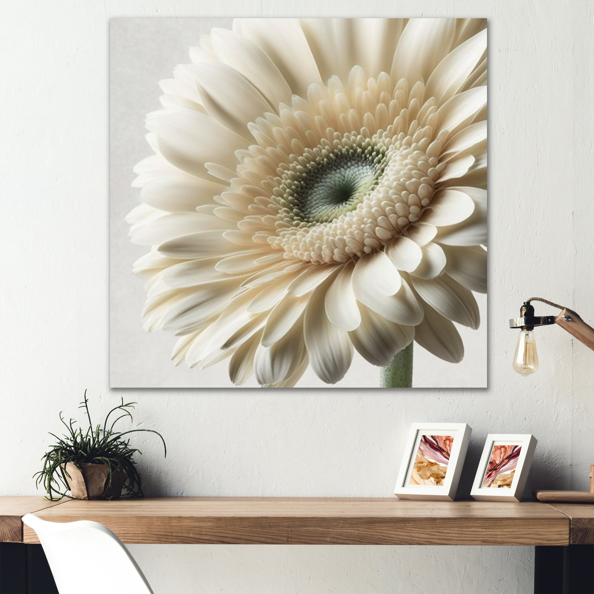 Hokku Designs White Gerbera Flower III - Floral Daisy Canvas Wall Art ...