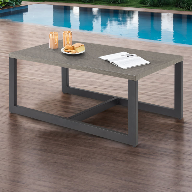 17 Stories Modern Metal Patio Outdoor Coffee Table For Garden, Backyard ...
