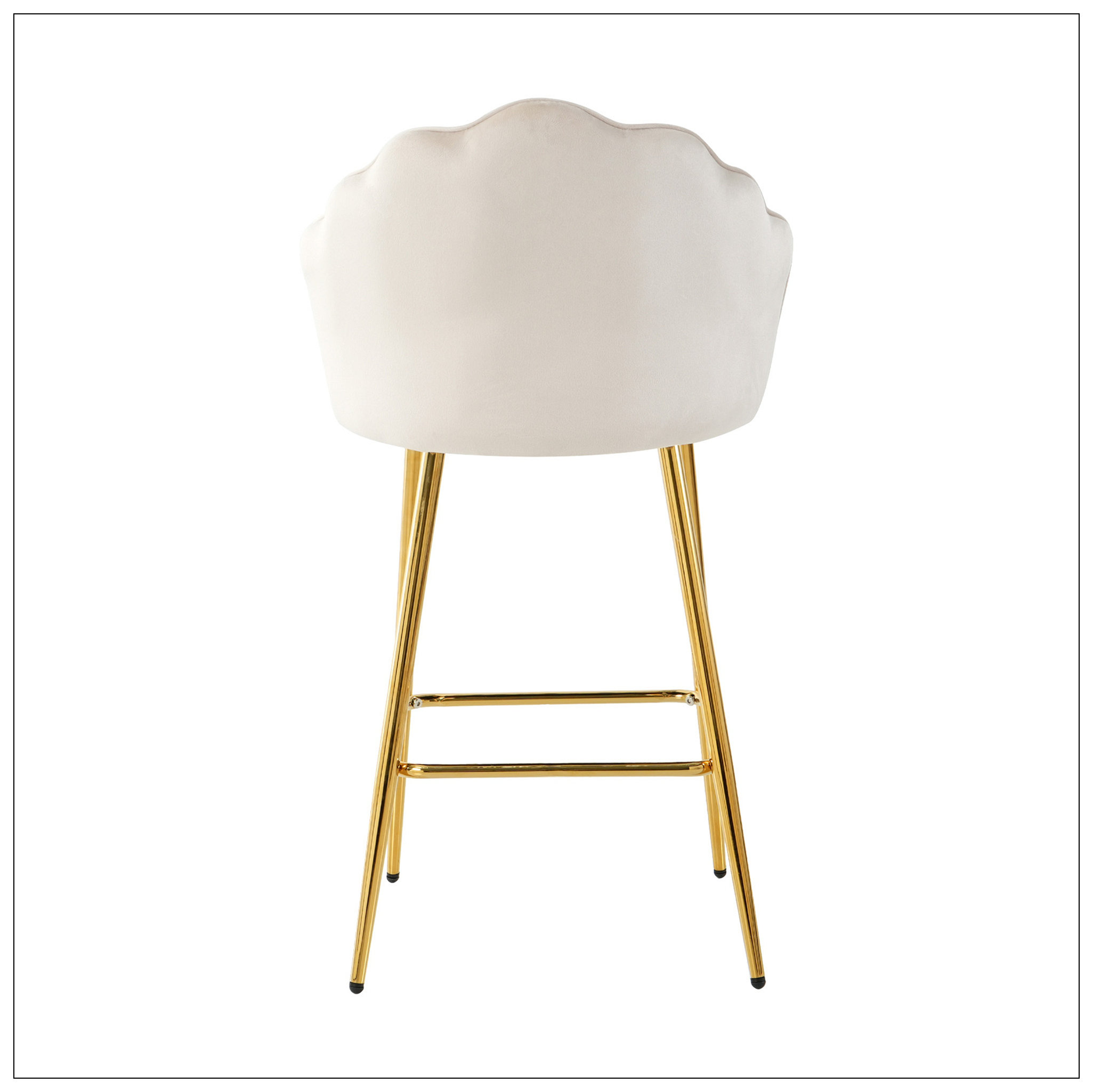 Everly Quinn Shell Shape Velvet Bar Chair, Gold-Plated Metal Chair Legs ...