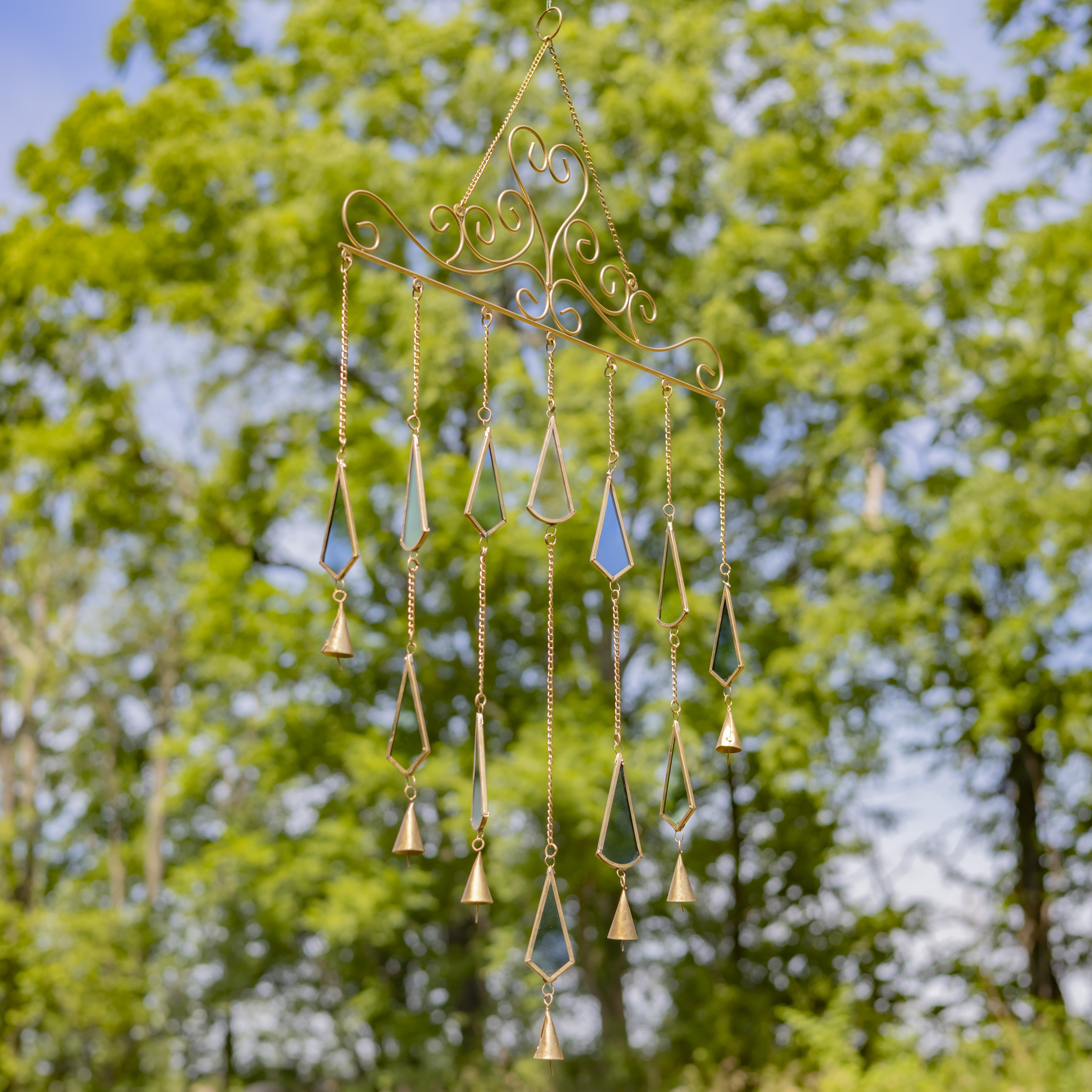Arlmont & Co. Dangling Geometric Gemstone Wind Chimes "Jasper Wind ...
