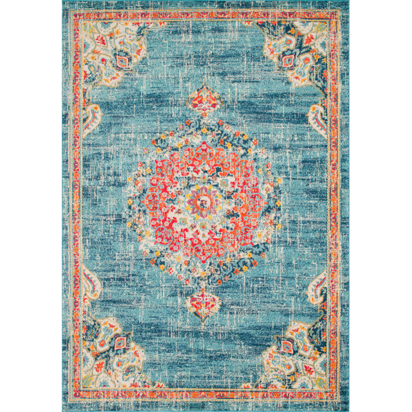 Langley Street Galyean Oriental Turquoise Area Rug & Reviews | Wayfair