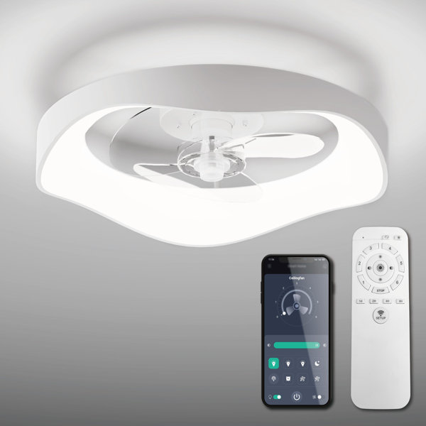 HELYIVLE 19.7'' Bedroom Recessed Ceiling Fan with Light,With LEDs and ...