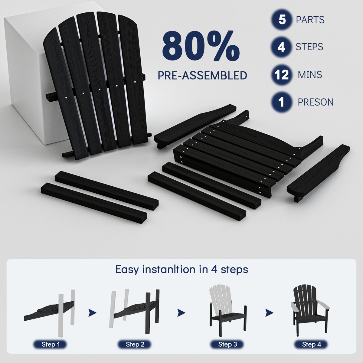 Highland Dunes Stackable HDPE Adirondack Chair – Weather-Resistant ...