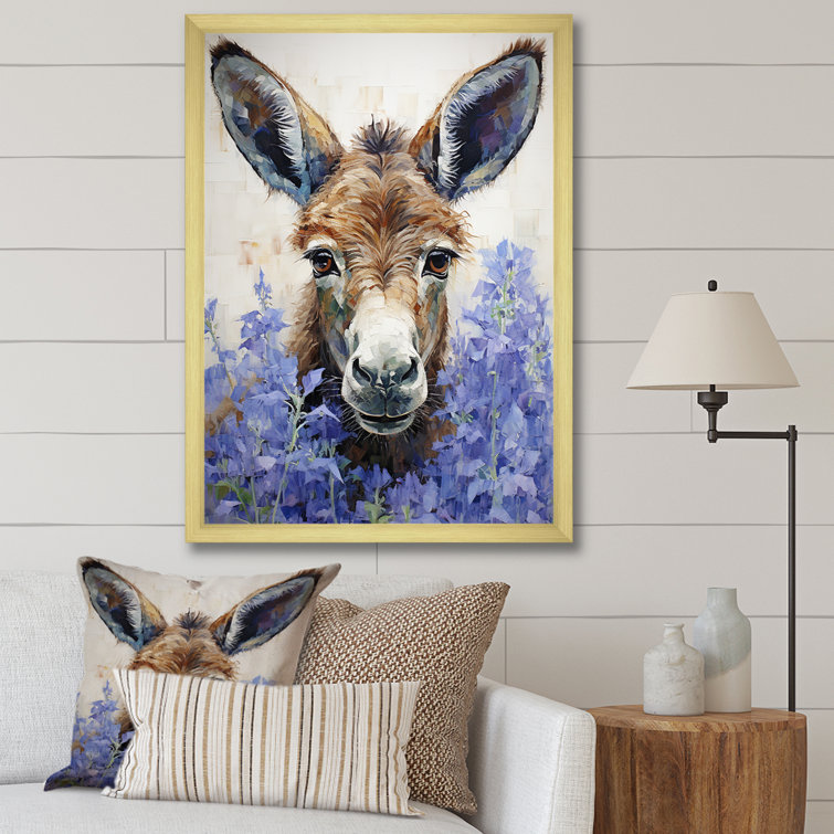 Gracie Oaks Purple Donkey Portrait - Donkey Wall Art | Wayfair
