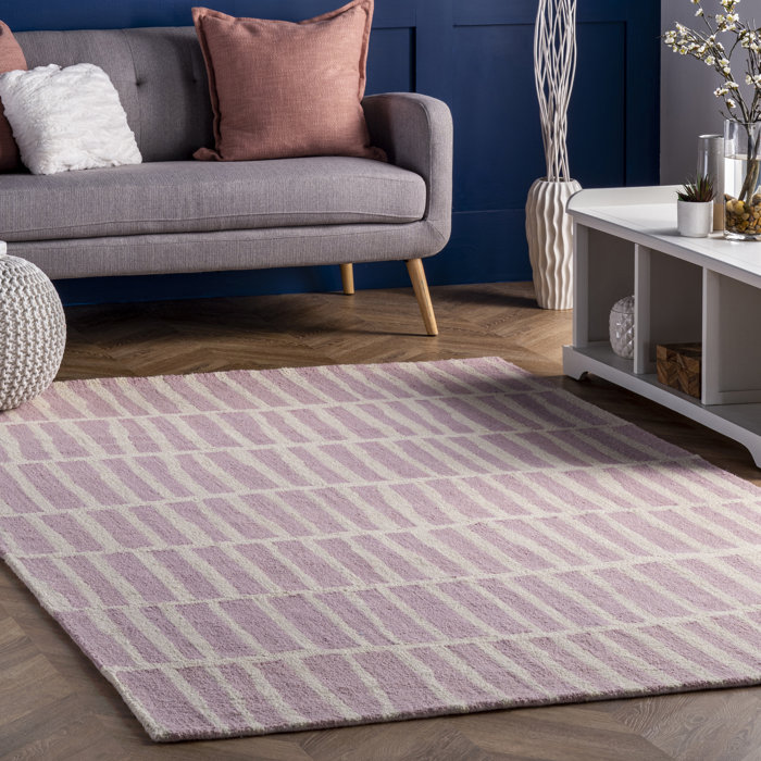 Corrigan Studio® Latrell Handmade Tufted Wool Pink/Gray Area Rug | Wayfair