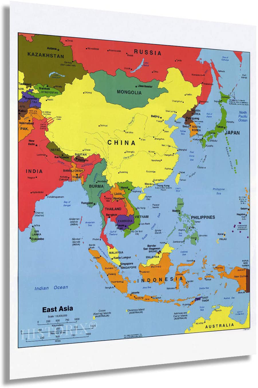 HISTORIC PRINTS HISTORIX 2004 East Asia Map - 24X30 Inch Asia Map ...