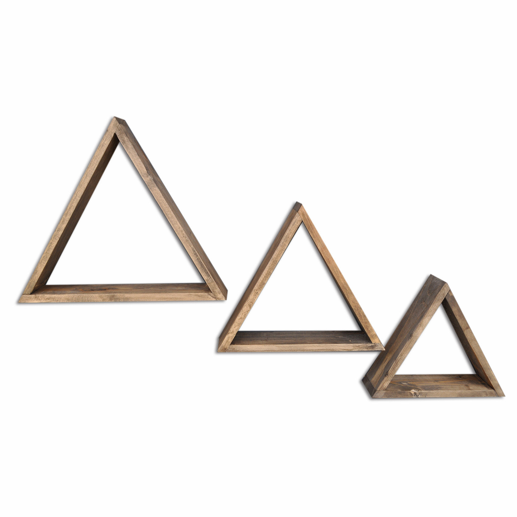 East Urban Home Chaya 3 Piece Triangle Solid Wood Floating Shelf | Wayfair