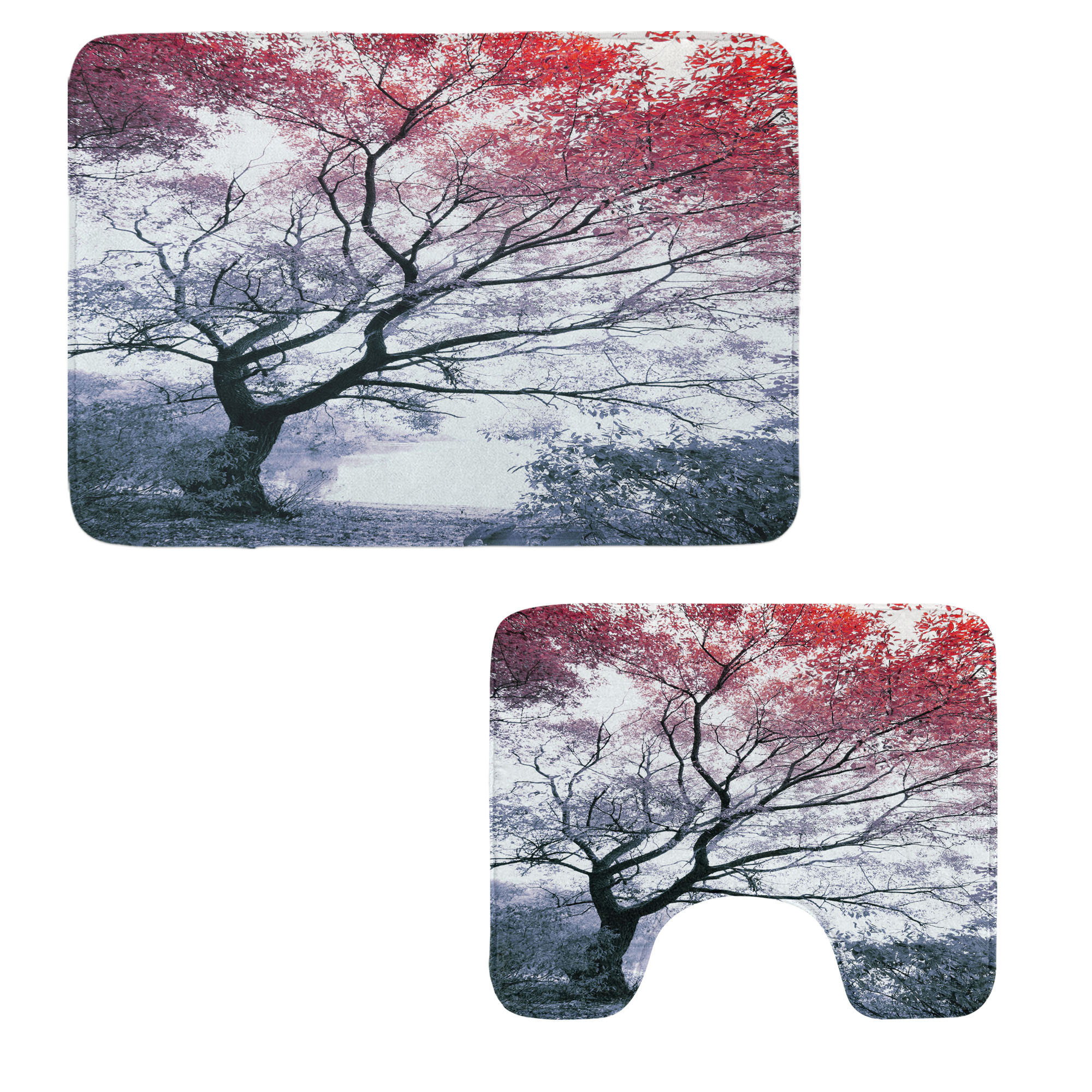 East Urban Home Tree Bathroom Rug Set 2 Pieces Rectangle & Contour Mats ...