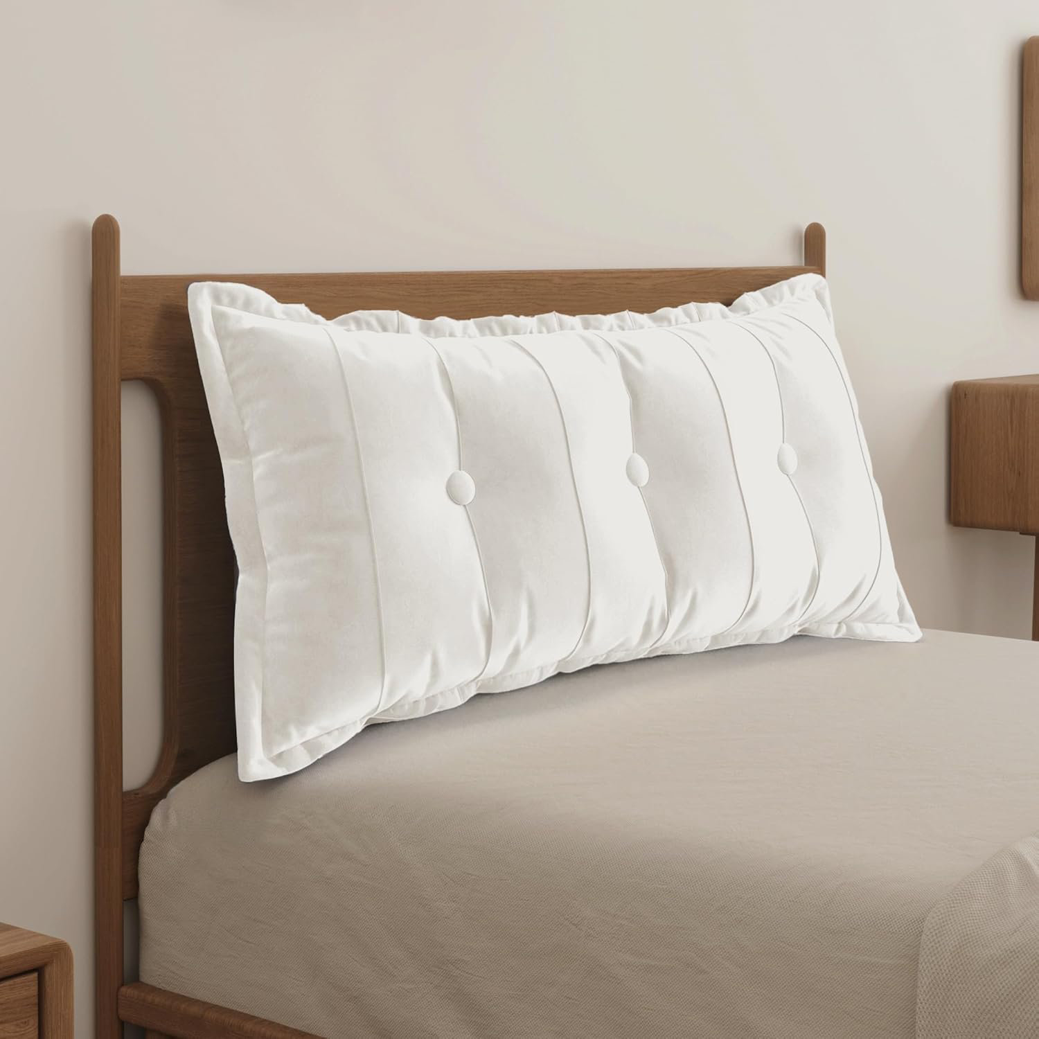 WOWMAX Button Tufted Velvet Bed Rest Headboard Body Pillow & Reviews ...