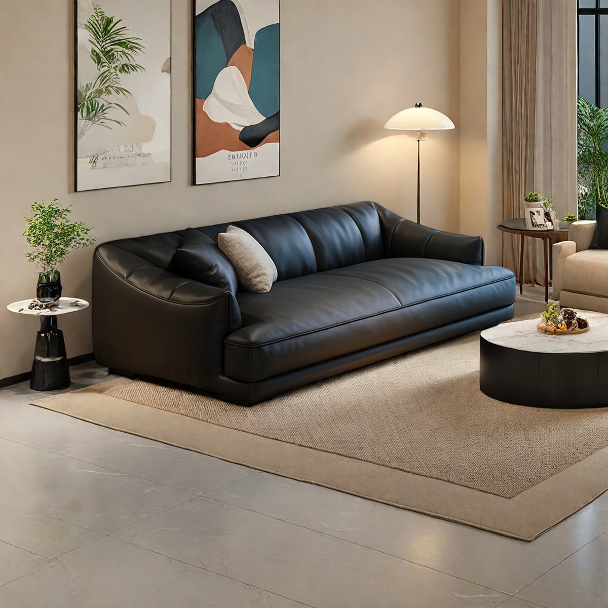 Merting Modern Black Straight Line Sofa for Living Room | Wayfair