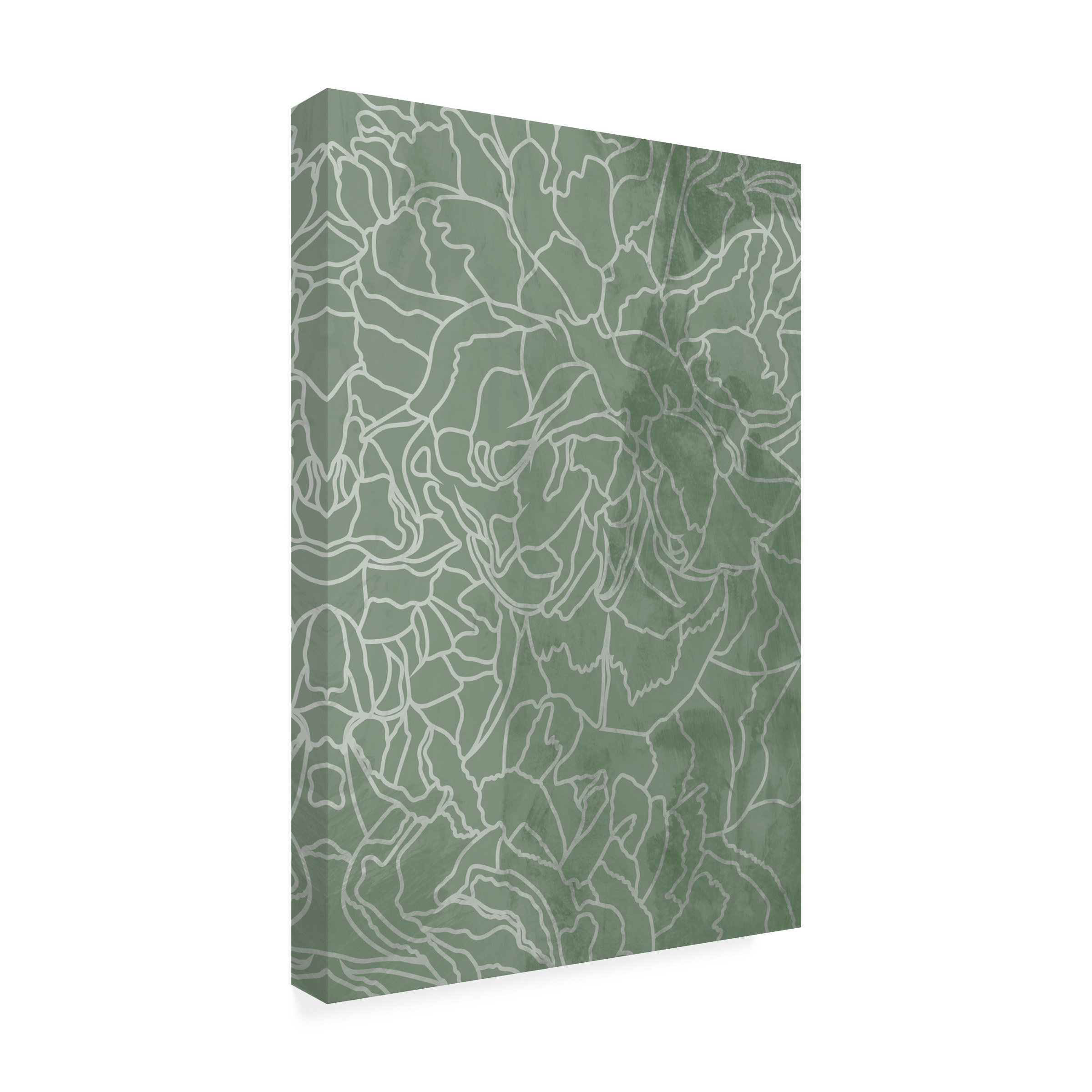 Wrought Studio Sarah Manovski Abstract Sage Green Line Drawing Flowers ...