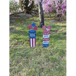 Trinx 2 piece July 4Th Patriotic Firecracker Garden Stake | Wayfair
