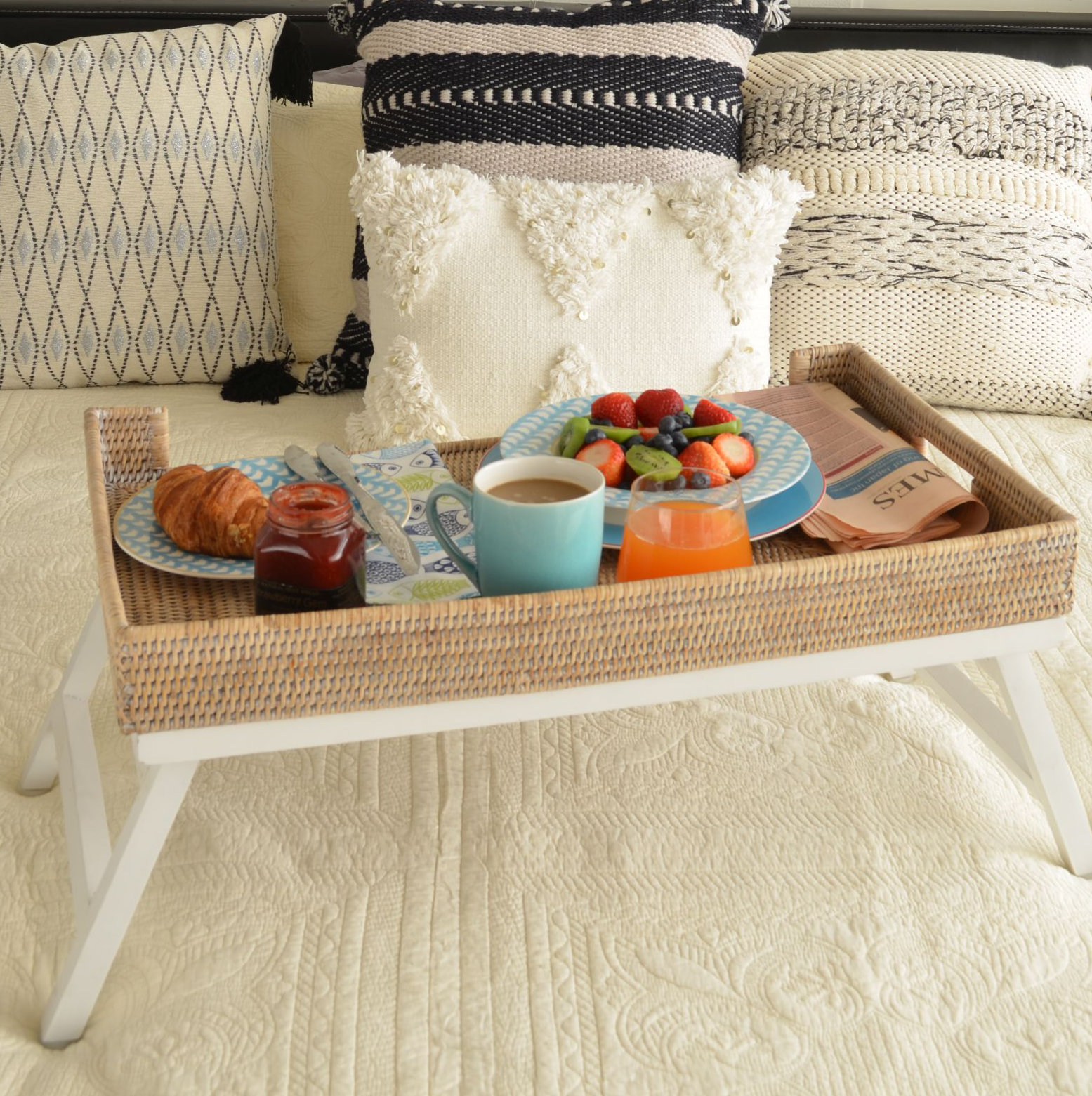 Beachcrest Home™ Everard Rattan Breakfast Tray & Reviews | Wayfair