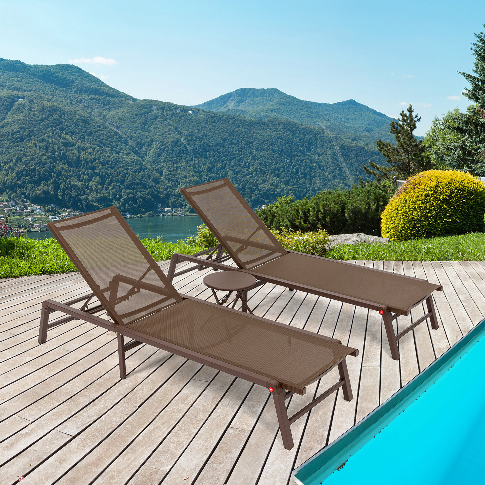 FHVIT Aluminum Free-Assemble Outside Anti-Rust Pool Lounge Chairs ...