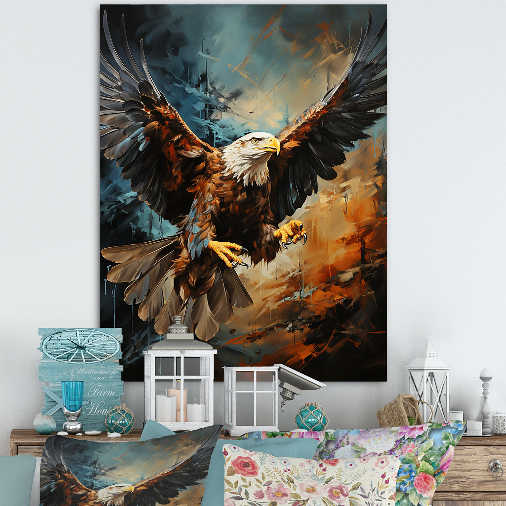 Millwood Pines Avictor Brown Teal Native American Eagle Spirit | Wayfair
