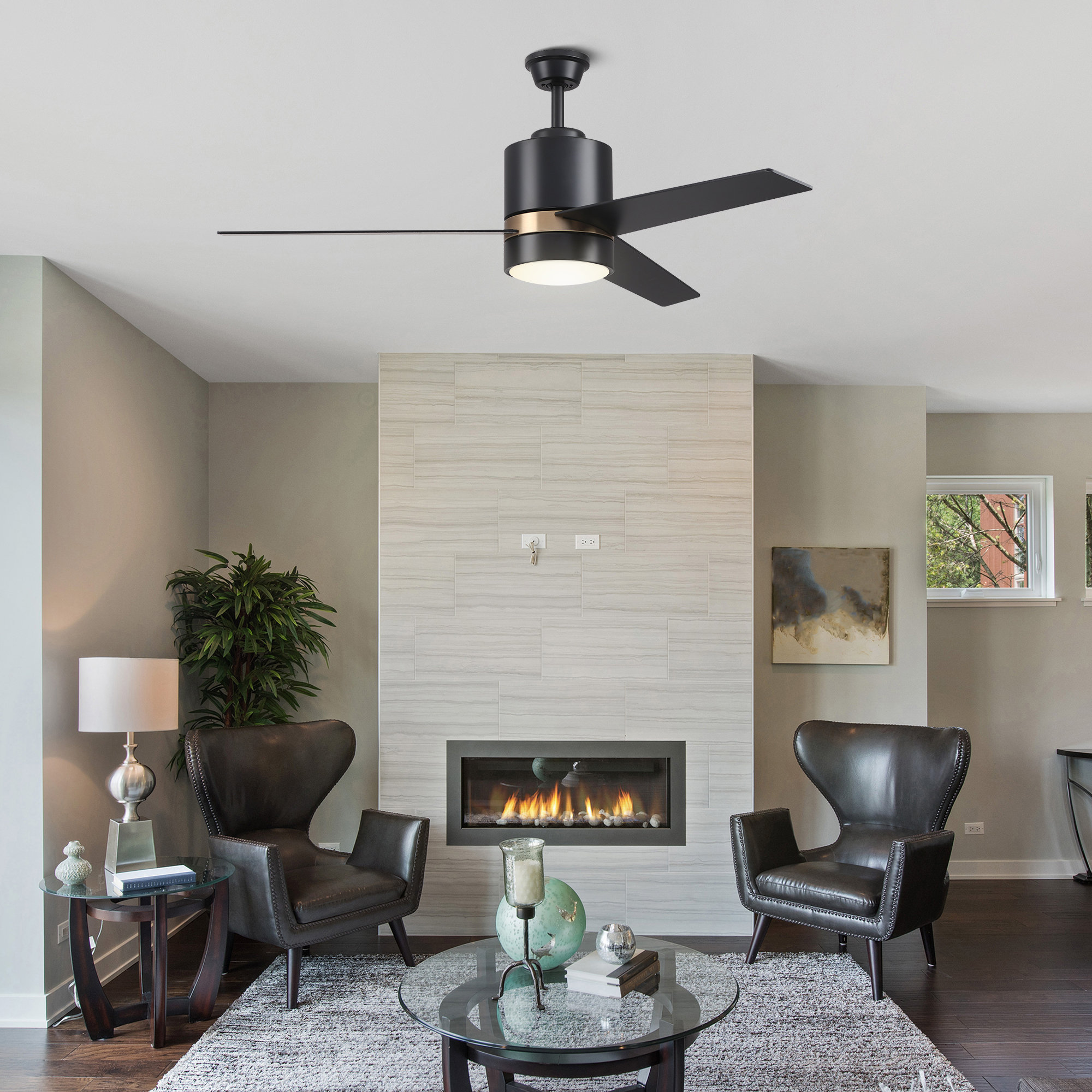 Latitude Run® 52" 3 - Blade LED Smart Standard Ceiling Fan with Wall ...