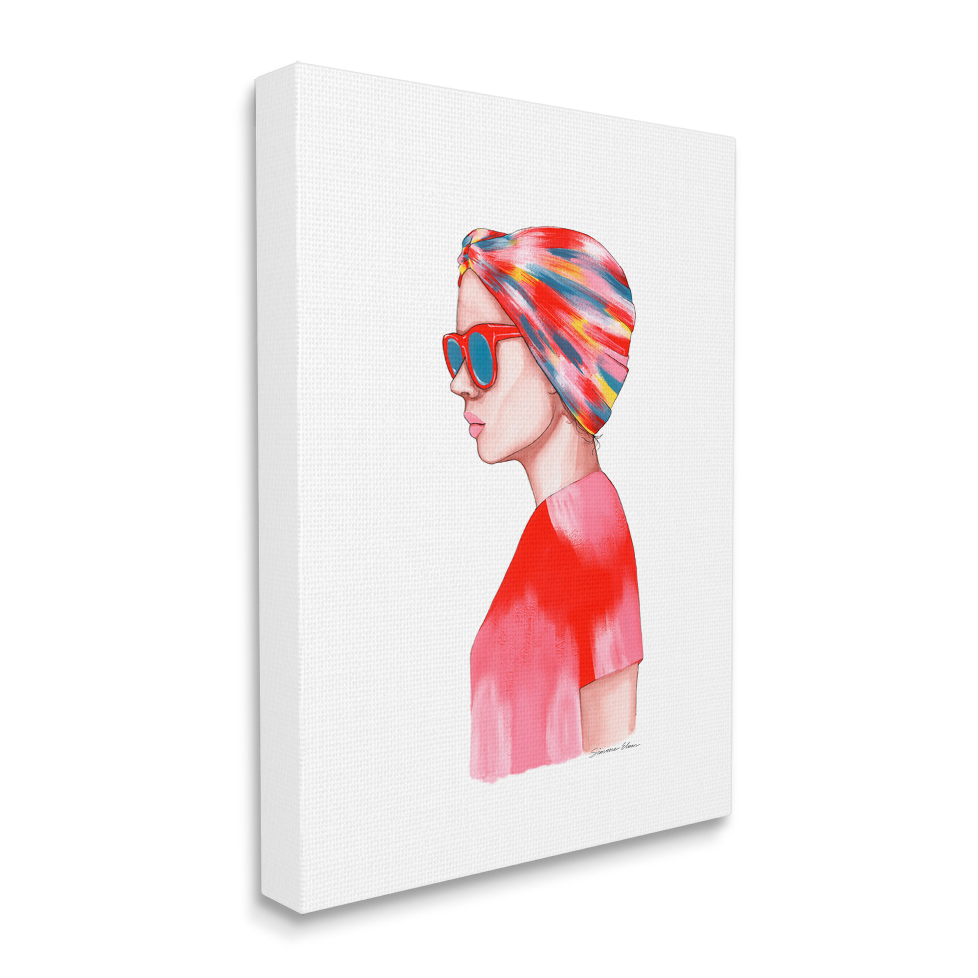 Everly Quinn Woman In Red Headwrap Framed Floater Canvas Wall Art ...