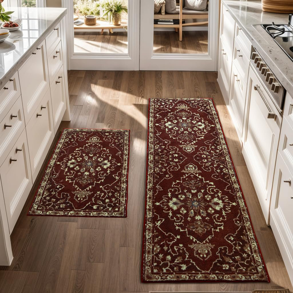 Bungalow Rose Non Slip Washable Kitchen Rug 2 Pieces | Wayfair