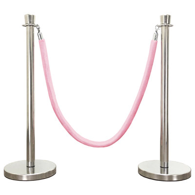 VIP Crowd Control Rope Stanchion (2 Gold Crown Top/Flat Base + 6' Pink ...