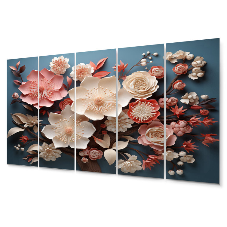 DesignArt Asian Art Eternal Blossoms II - Asian Metal Wall Decor Set ...