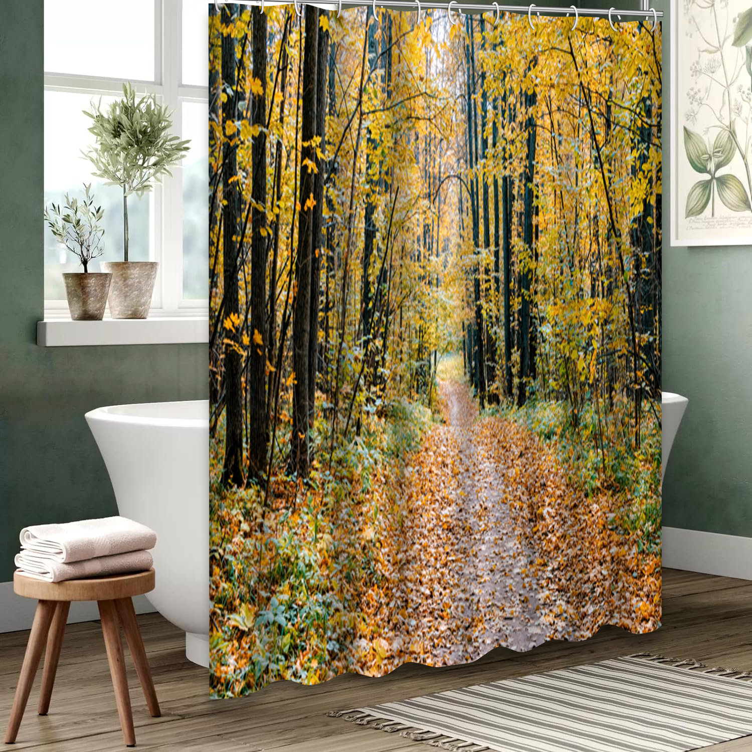 East Urban Home Autumn Canopy Shower Curtain with 12 Hooks - Colorful ...