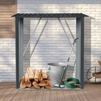 HOA.WWC 7x3 Metal Outdoor Firewood Rack Black | Wayfair