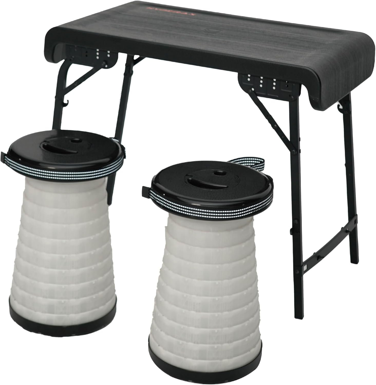 Arlmont & Co. Foldable Camping Table With 2 Collapsible Stools ...